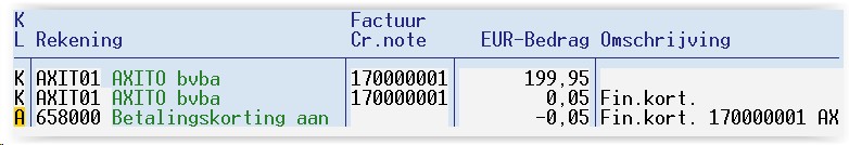 Een betalingsverschil boeken